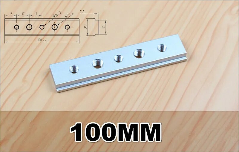 Алюминиевая скользящая плита FNICEL для фрезерного стола 100mm with hole