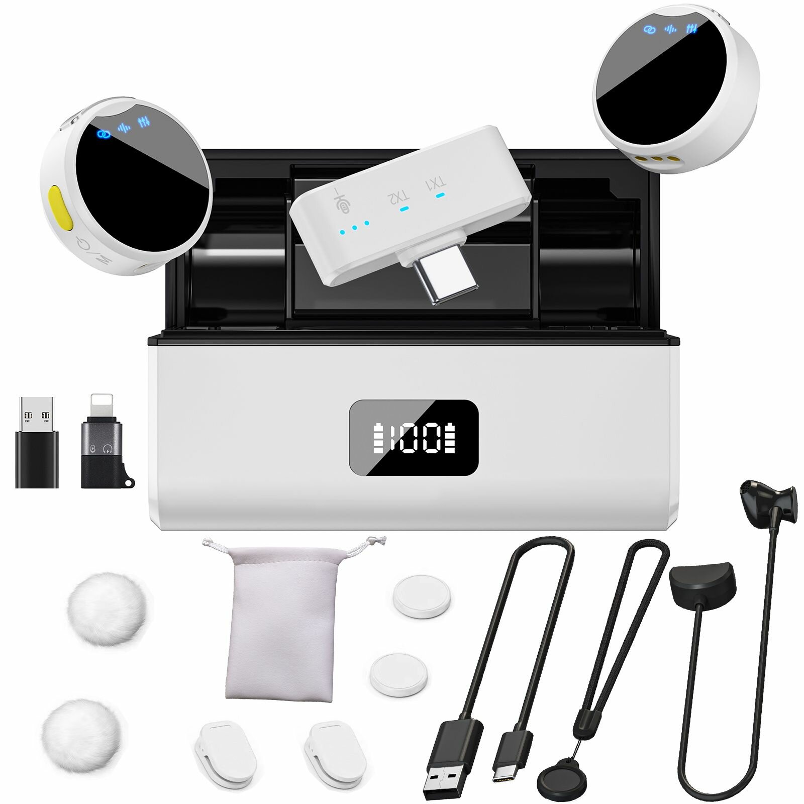 Беспроводной петличный микрофон, зарядное устройство, шумоподавление, магнитный петличный микрофон, для студийной записи, для Android IOS, для прямой трансляции