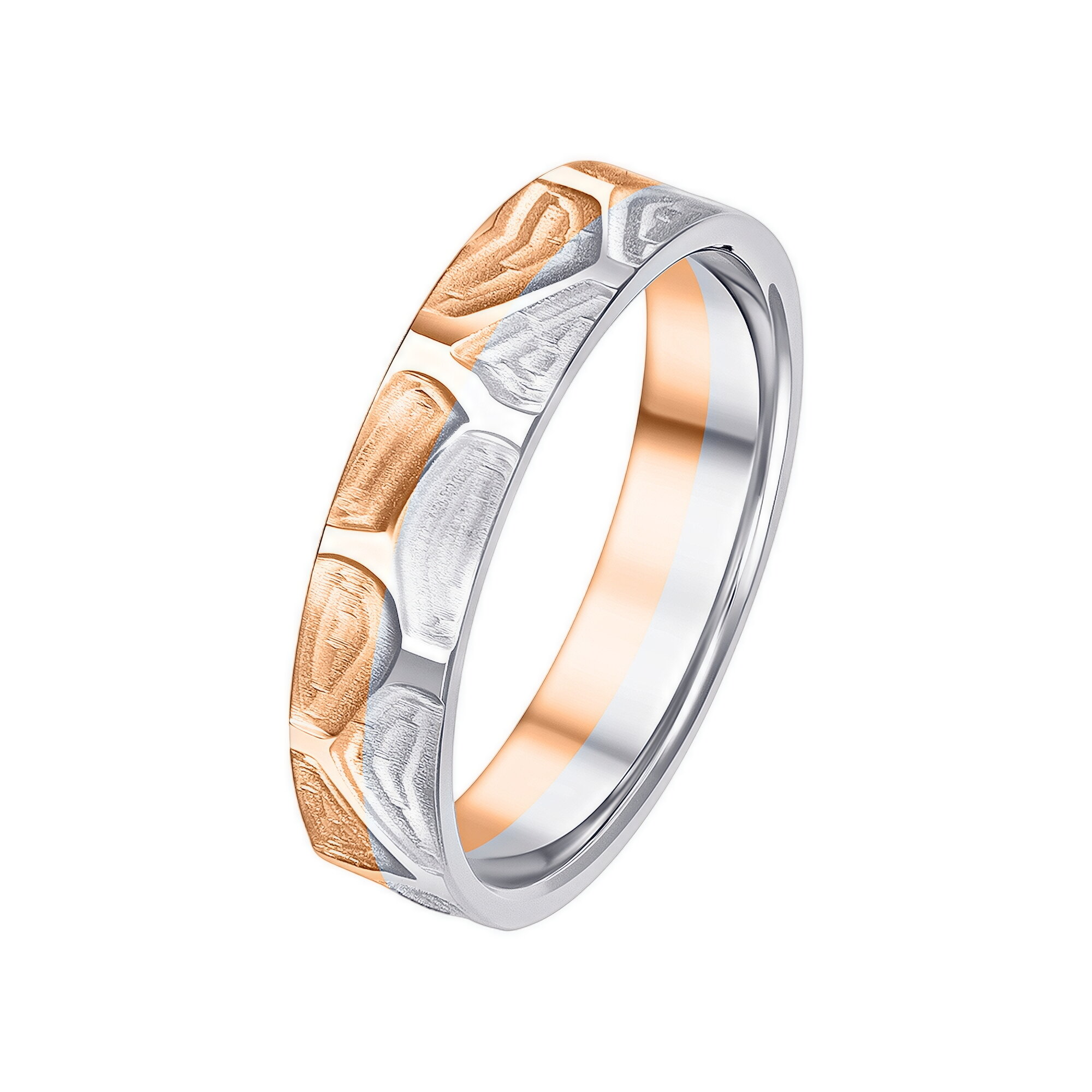 Кольцо обручальное, комбинированное золото, 585 проба