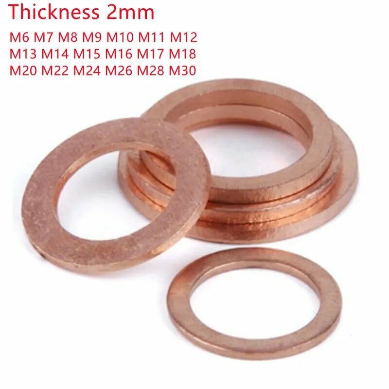 Шайбы медные M20x28x2 мм, 10 шт.