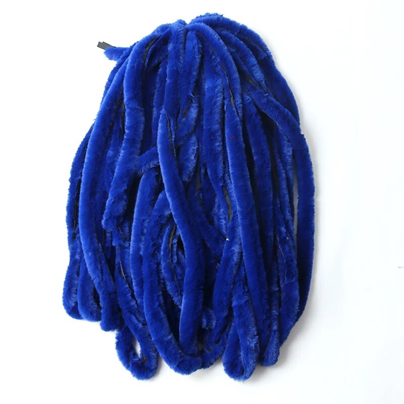 Ленты из искусственного кроличьего меха 1 метр Темно-синий, Синий