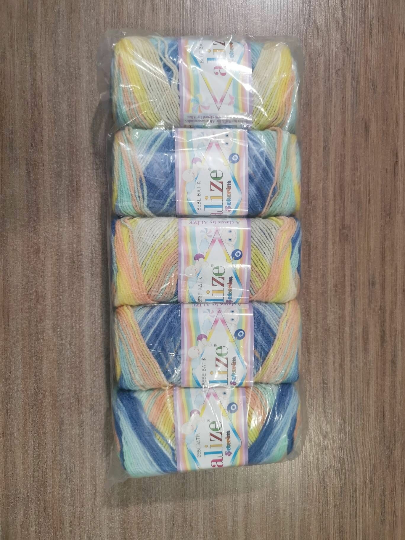 Пряжа Шекерим батик (Sekerim batik) упаковка 5 мотков 100 г. 320 м. 100% акрил цвет 6539