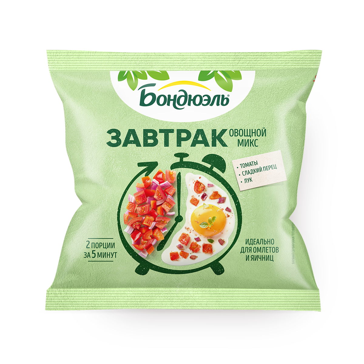 Овощной микс Bonduelle "Завтрак", замороженный, томаты, перец, лук, 200 г