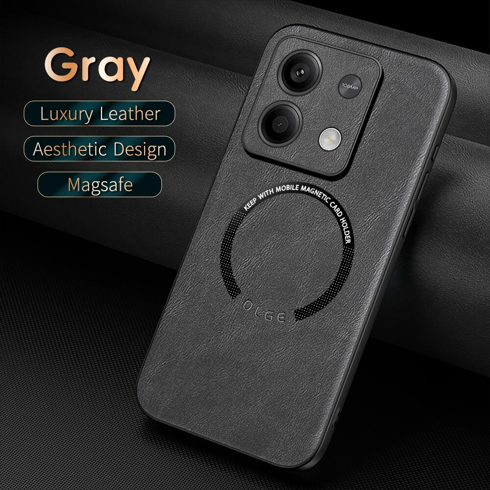 OLGE Роскошная кожаный MagSafe чехол для Redmi Note 13 5G/Редми Нот 13 5G