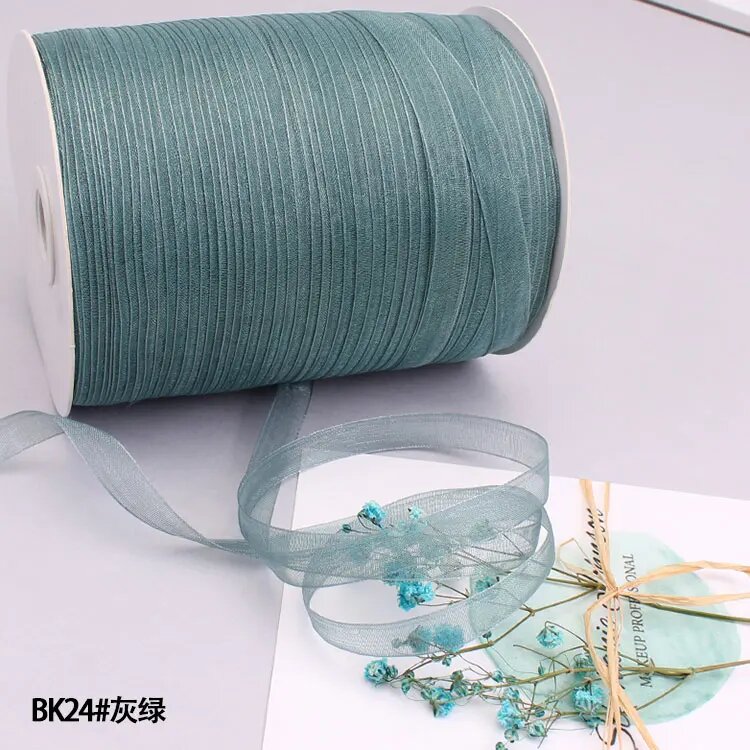 Ленты органза мerylover 10 мм 10 м Бирюзовый, Gray green