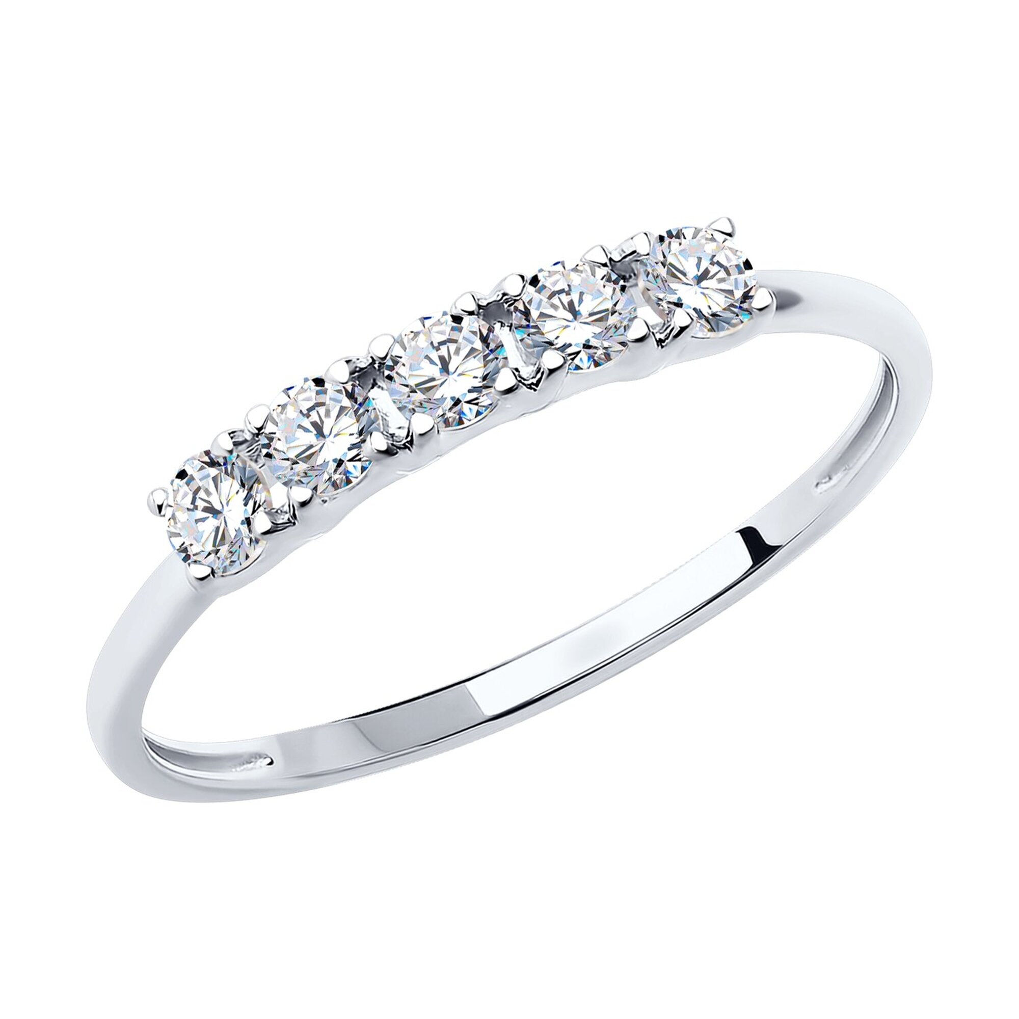 Кольцо, белое золото, 585 проба, фианит