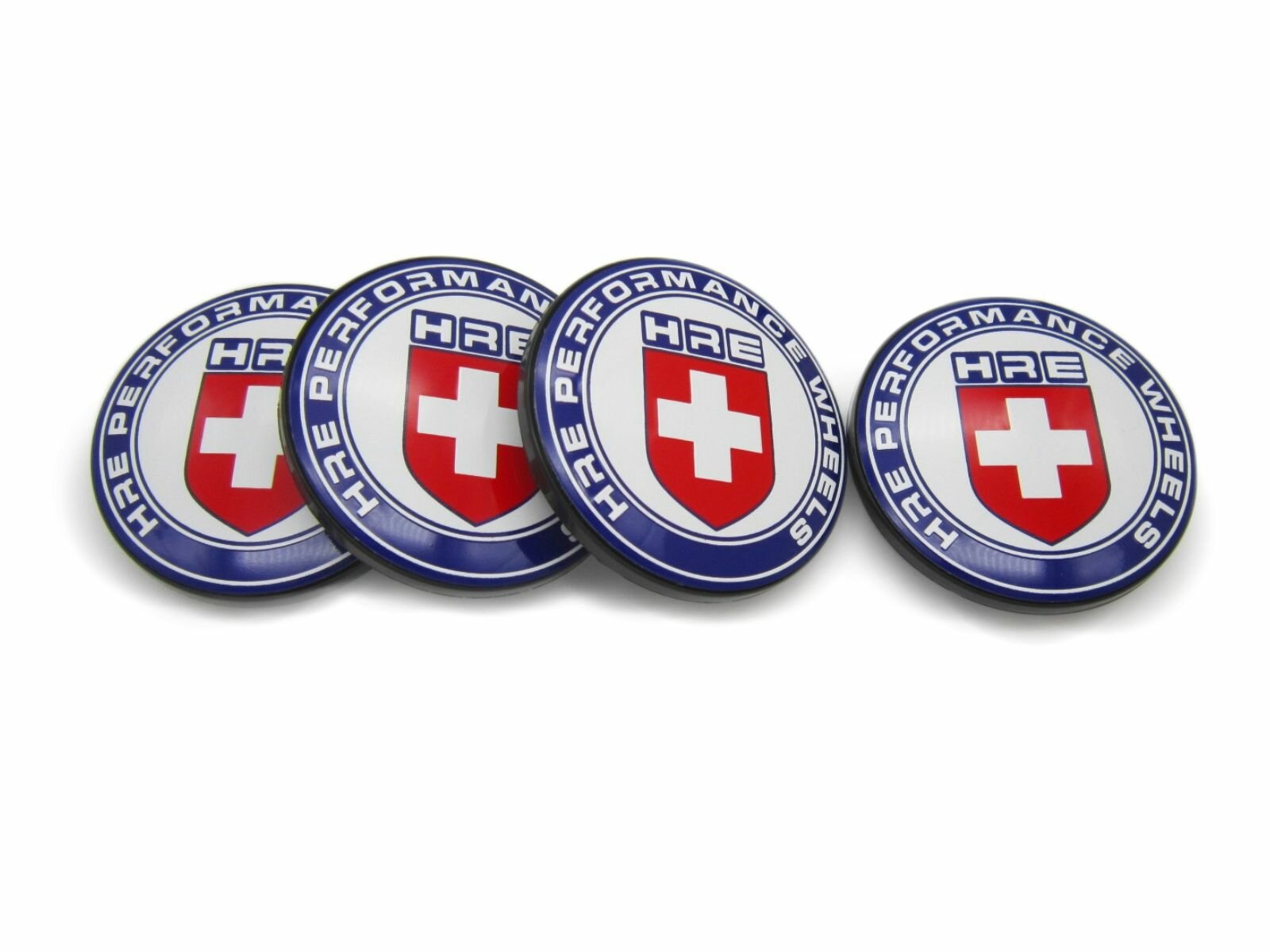 Колпачки, заглушки на литые диски КиК HRE blue/white 62/55/10, комплект 4 шт.