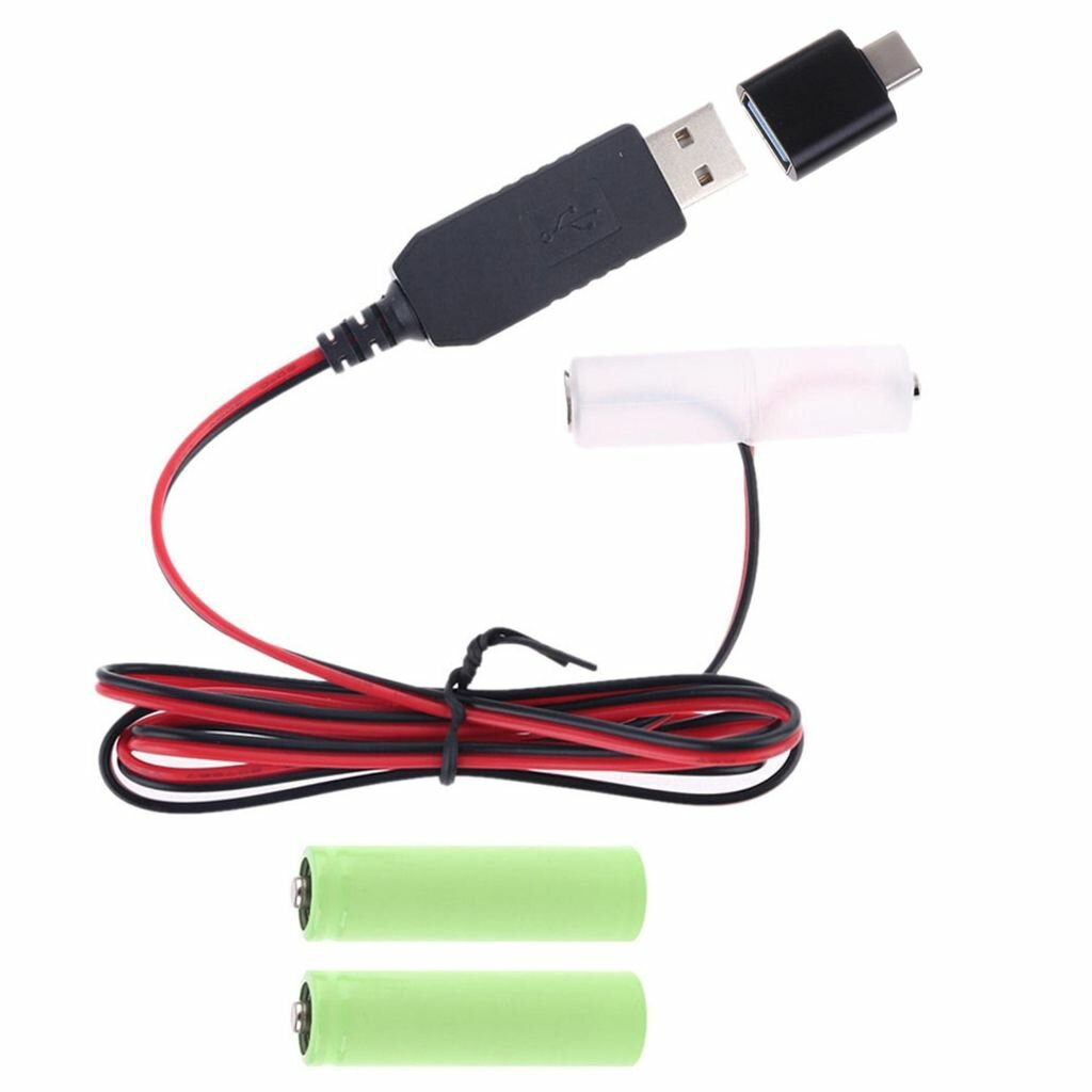 Кабель для устранения АА с адаптером Type-C для электронных игрушечных клавиатур с питанием 1,5 6 В, контроллеров фонарей для фортепиано