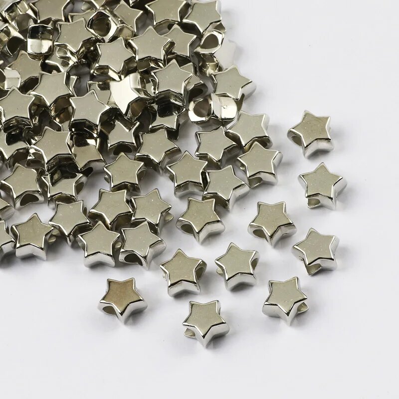 Акриловые бусины BaoQian звездочки 50 шт Rhodium