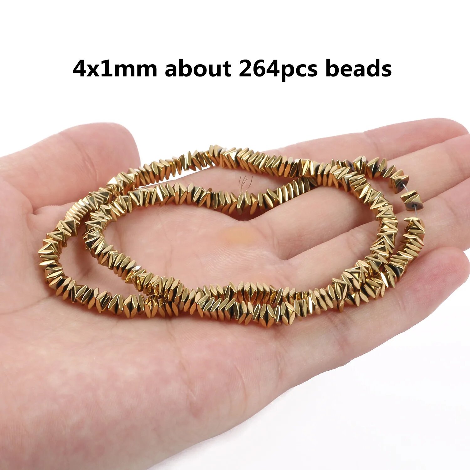 Золотые бусины гематит 4x1mm (264шт)