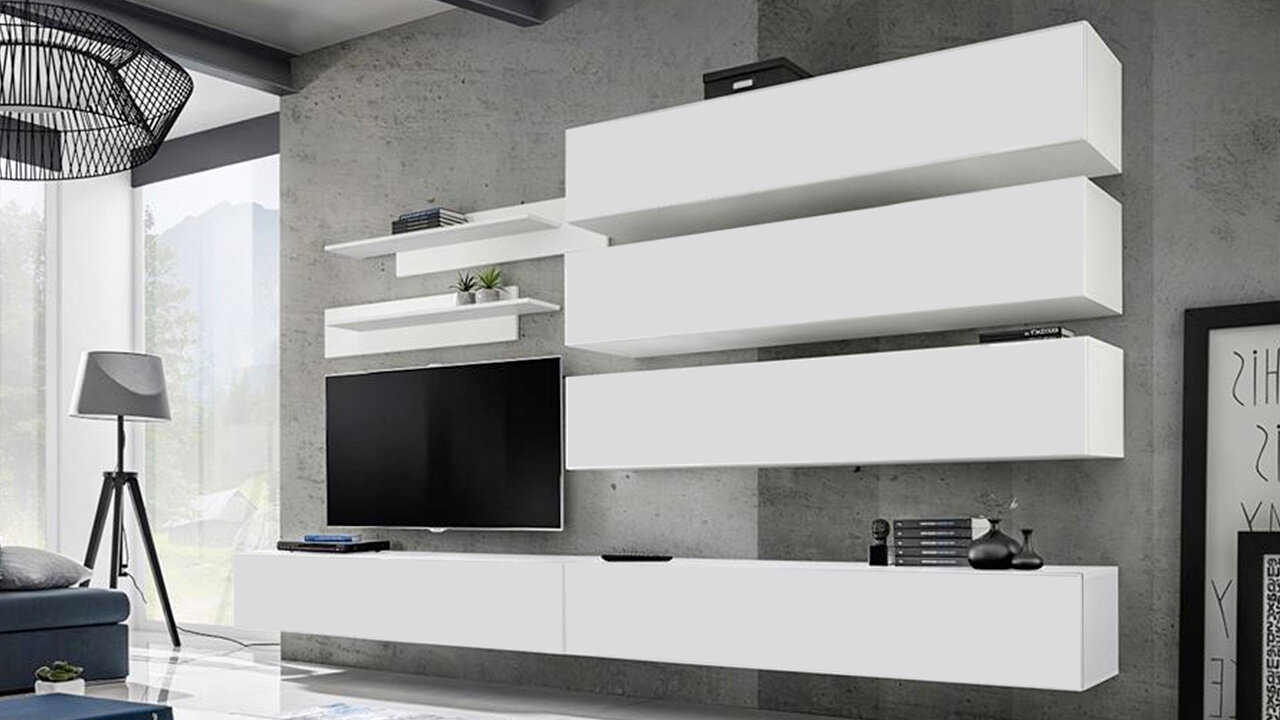 Гостиная 4 Белый Фасадный 0101 NEW 320x40x180 см, Дом мебели для вас