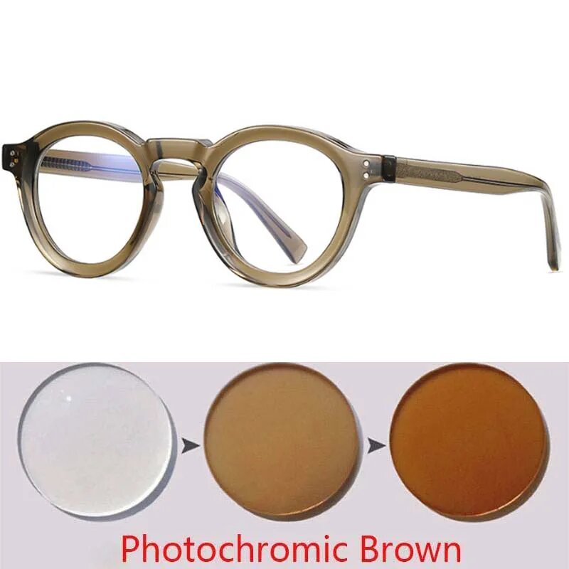 Фотохромные очки BINSYSU, коричневые, круглые, Myopia -275