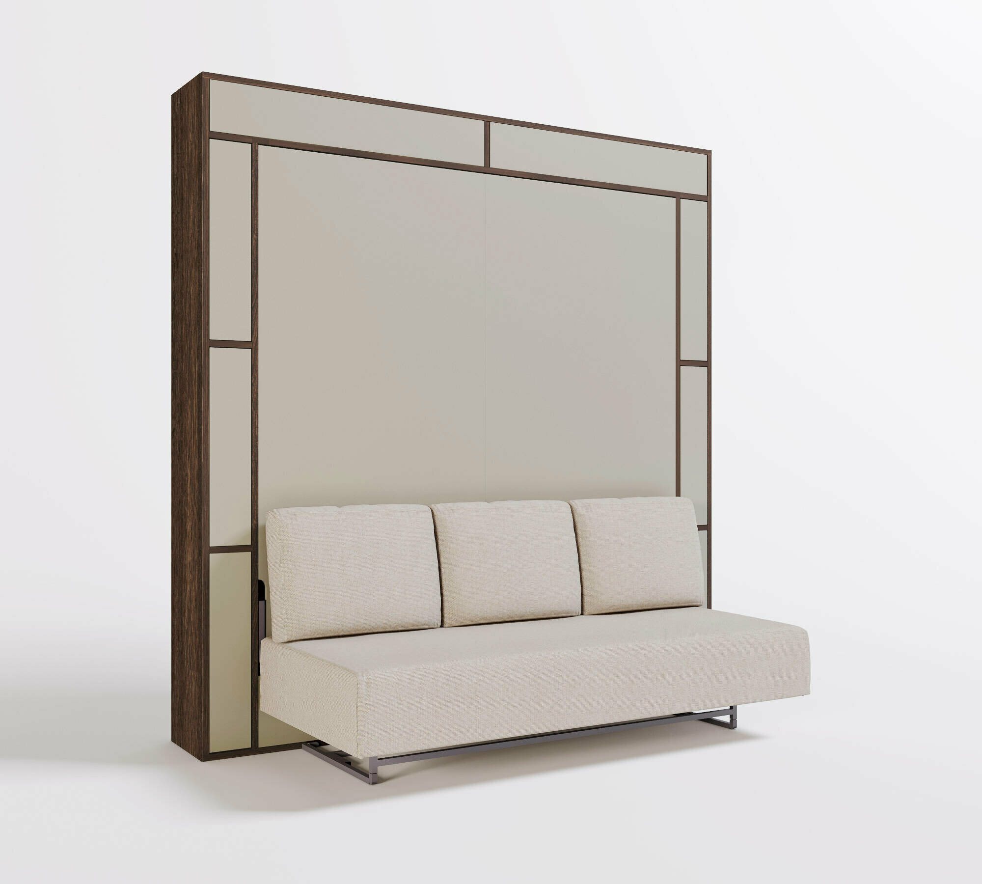 Шкаф кровать-трансформер с диваном Летто Пуф 1800 Форма с расширенными полками Лайт Космо