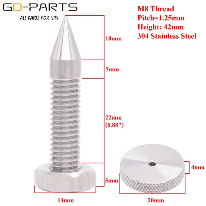 Стойка для динамиков GD-PARTS M8, нержавеющая сталь 42мм