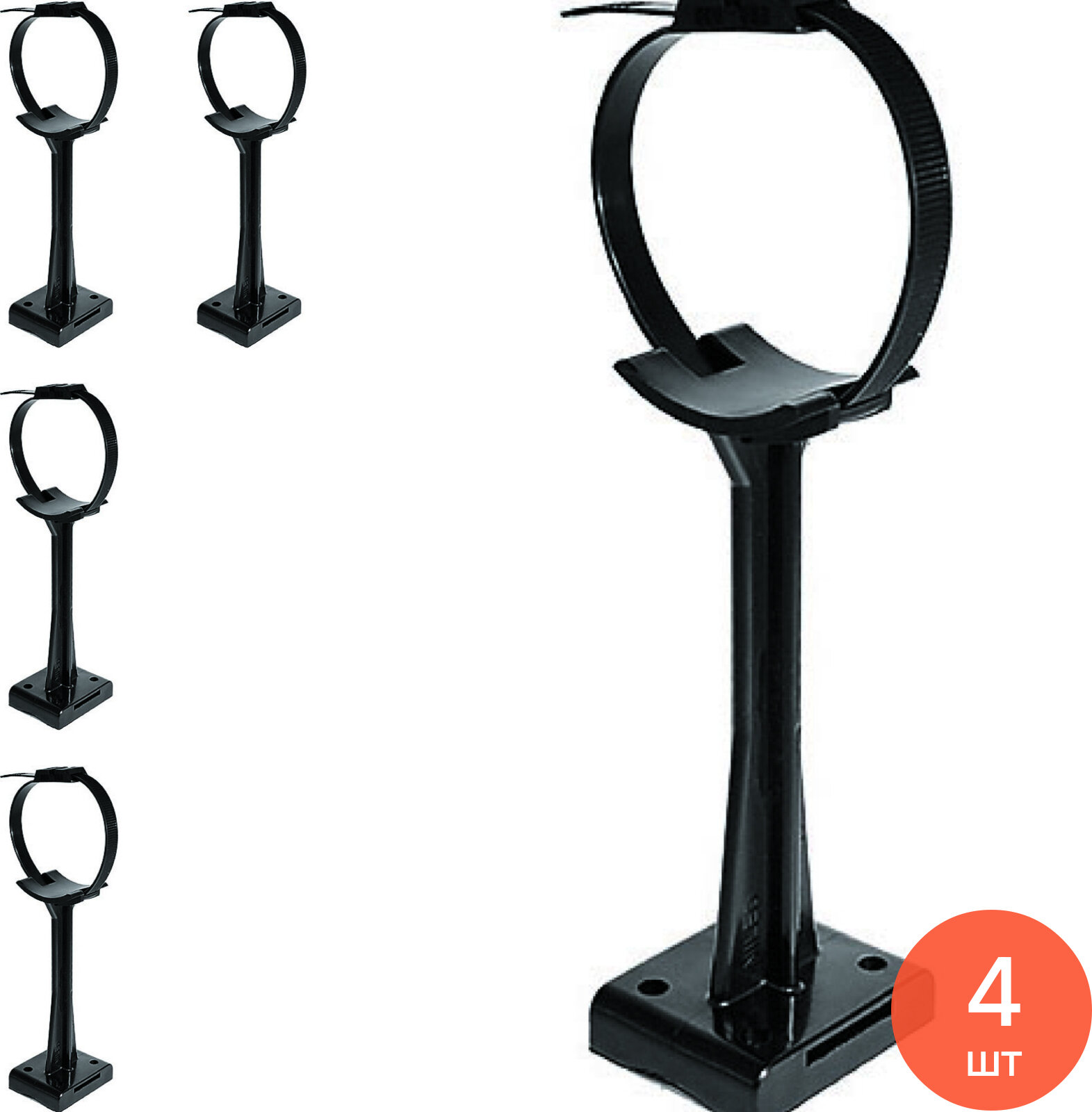 Дистанционный фиксатор Нилед BIC-120 для проводов СИП, пластиковый, черный, диаметр пучка 25-62мм / крепеж (комплект из 4 шт)