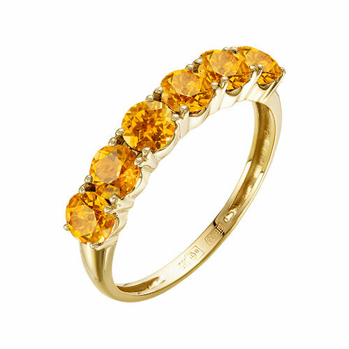 Кольцо дорожка, красное золото, 585 проба, цитрин