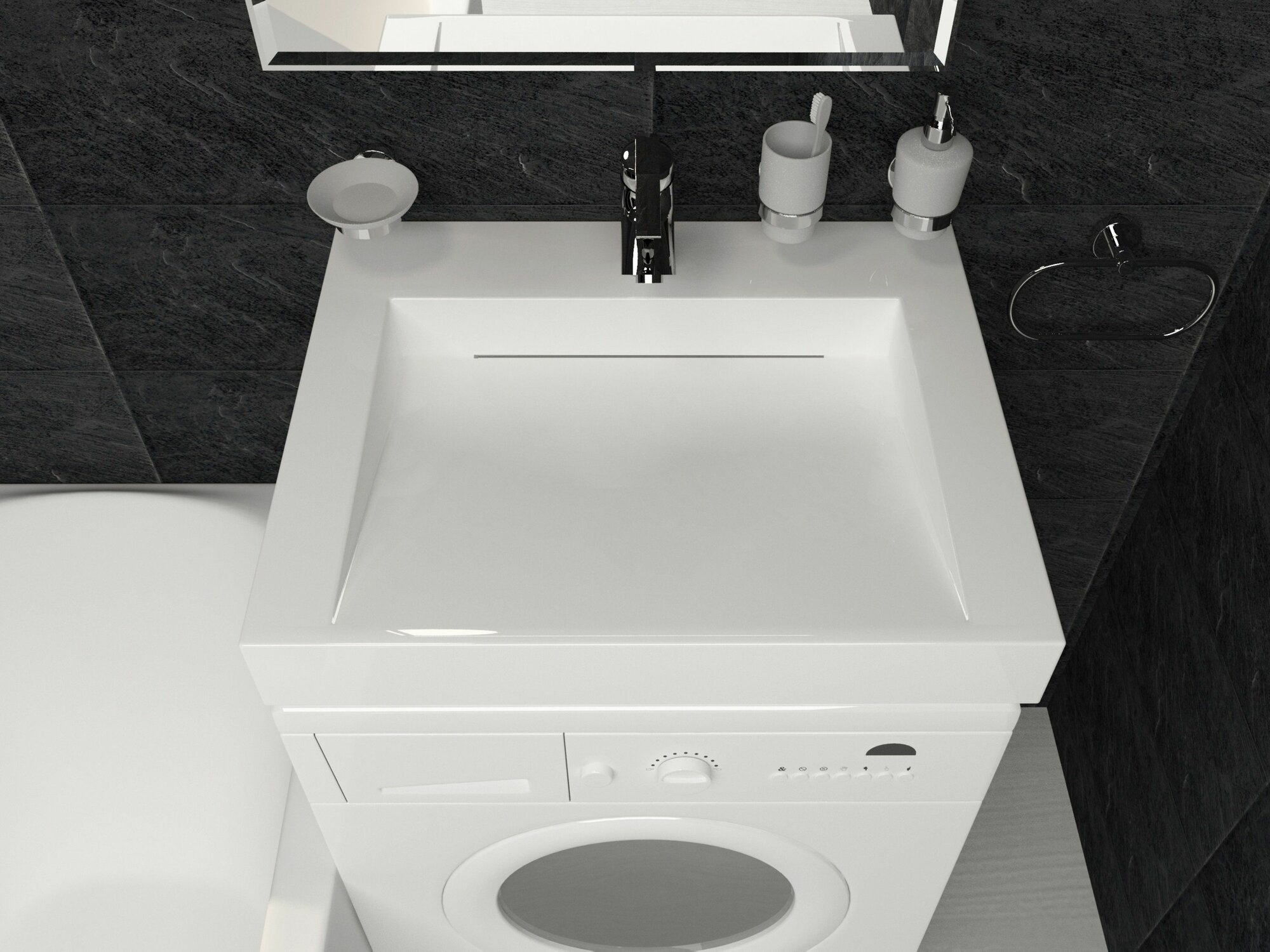 Умывальник "Блюз 55" литьевой мрамор, 600х555х96 над стиральной машиной, в комплекте кроншт, крепл. и выпуск с пер. г. Ульяновск