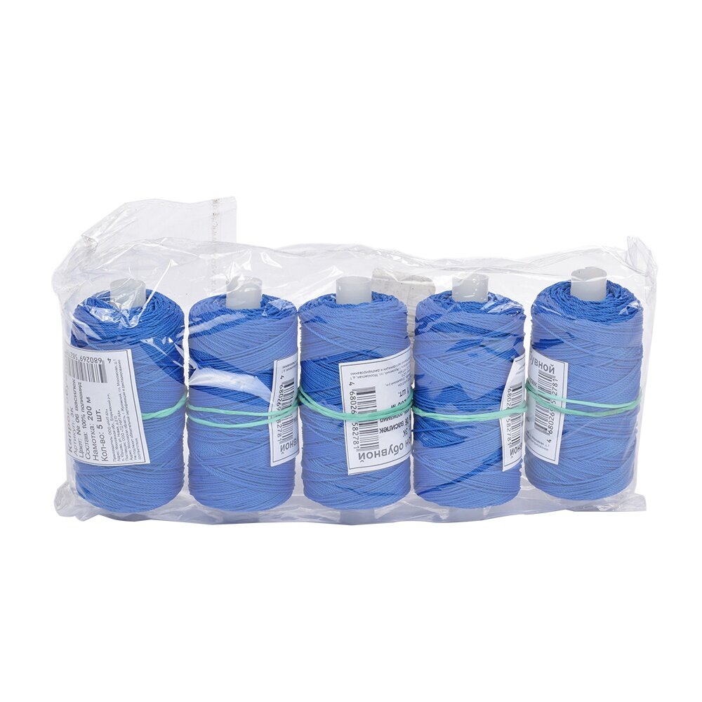 Нитки швейные Нит-ка 3К капрон цвет василек 200 м, 5 шт