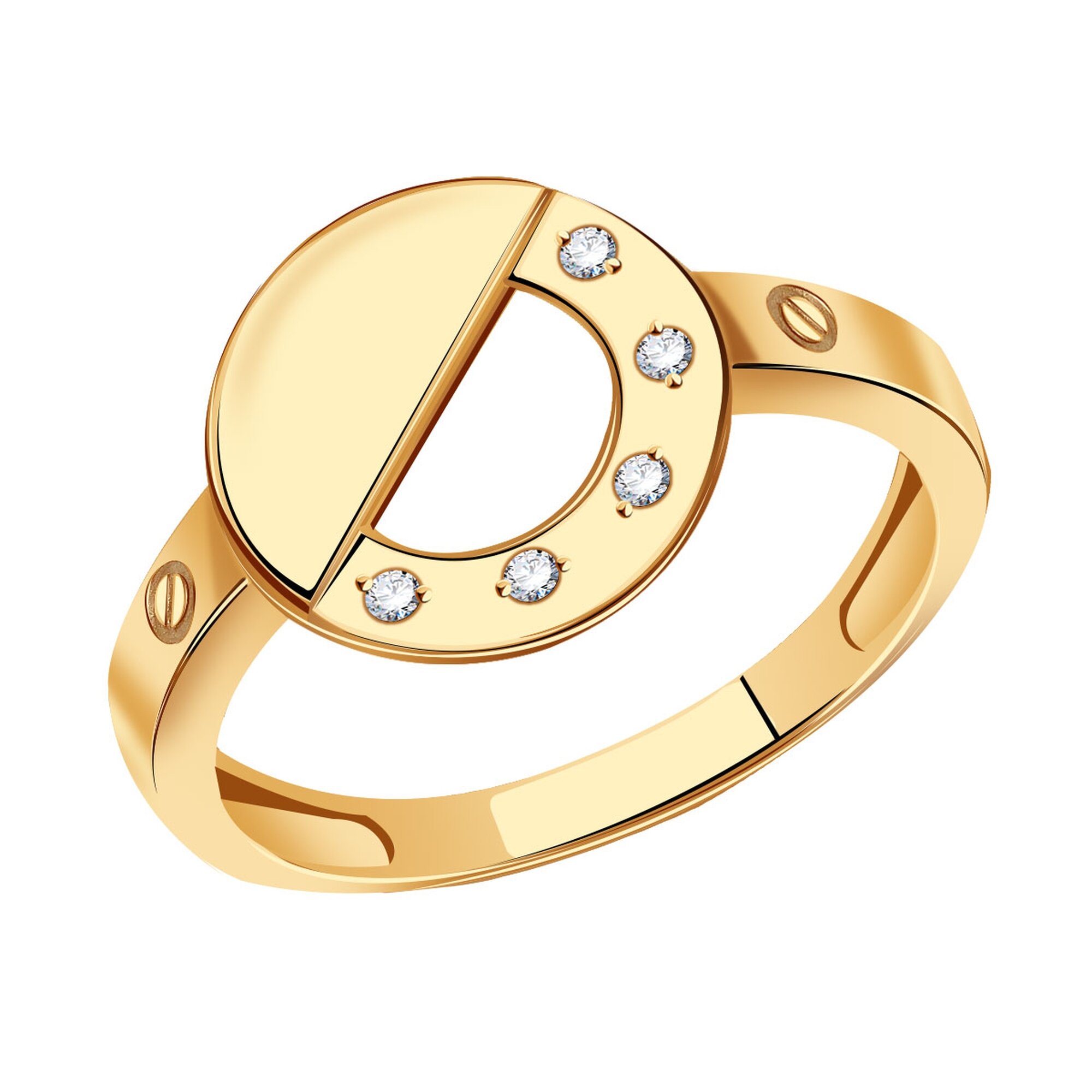 Кольцо, красное золото, 585 проба, фианит