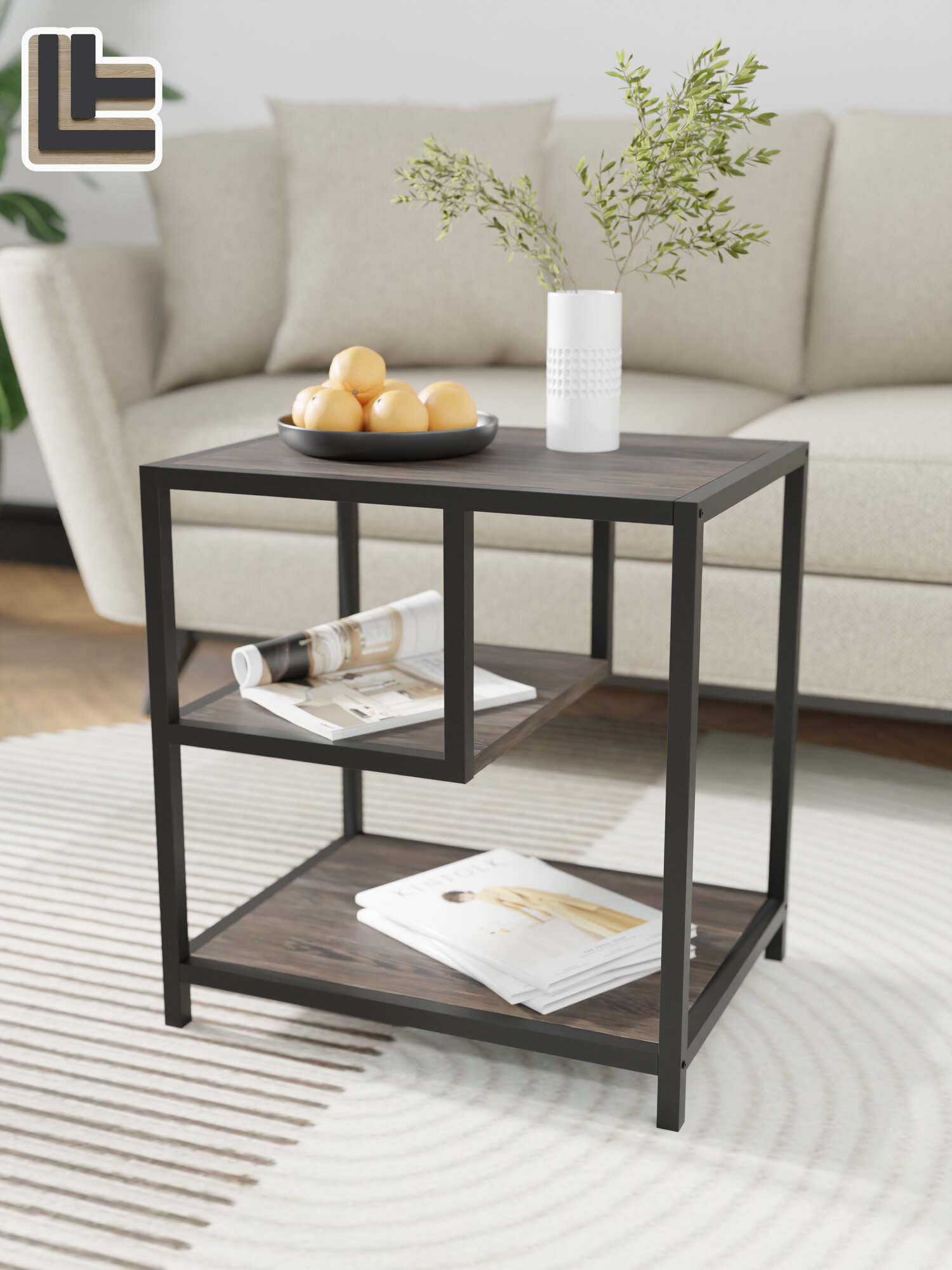 Тумба Landloft "Лемарк" Лофт, модульная, ЛДСП, цвет венге винтаж