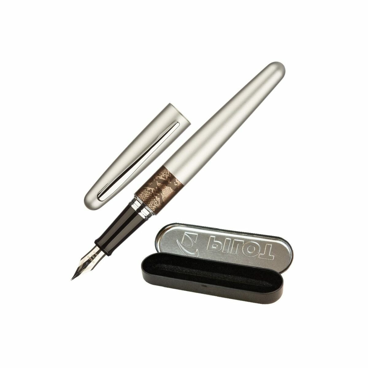 Ручка перьевая Pilot "Стальной питон", толщина 0,7мм, синяя, футляр