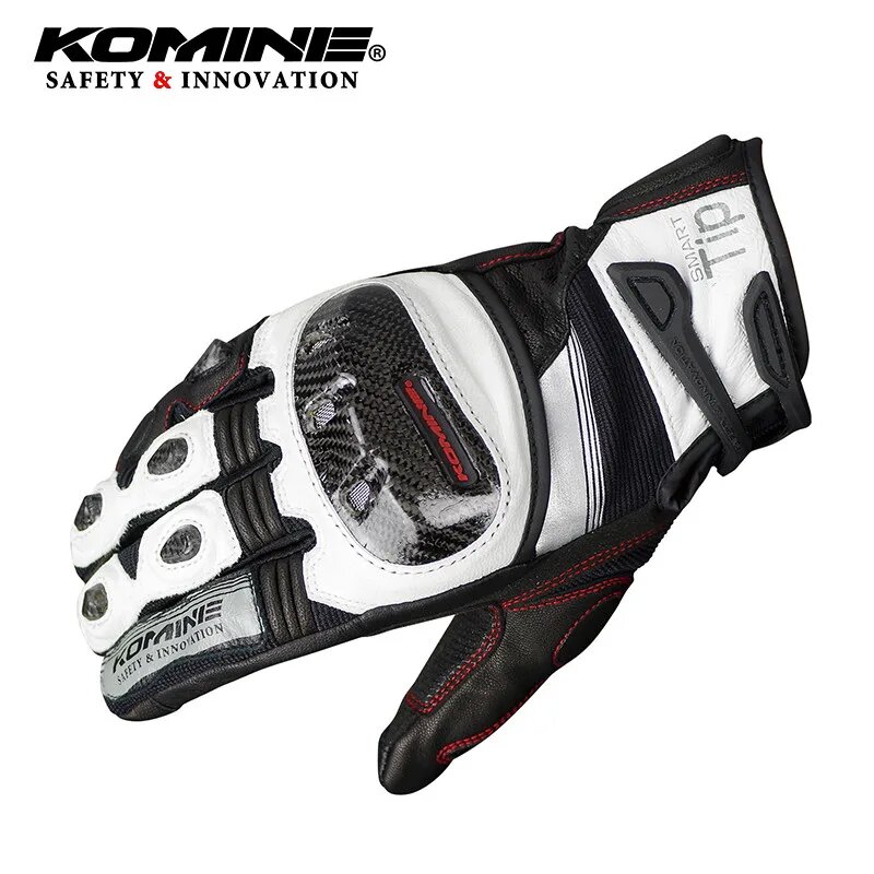 Белые мужские мотоперчатки Komine GK-193
