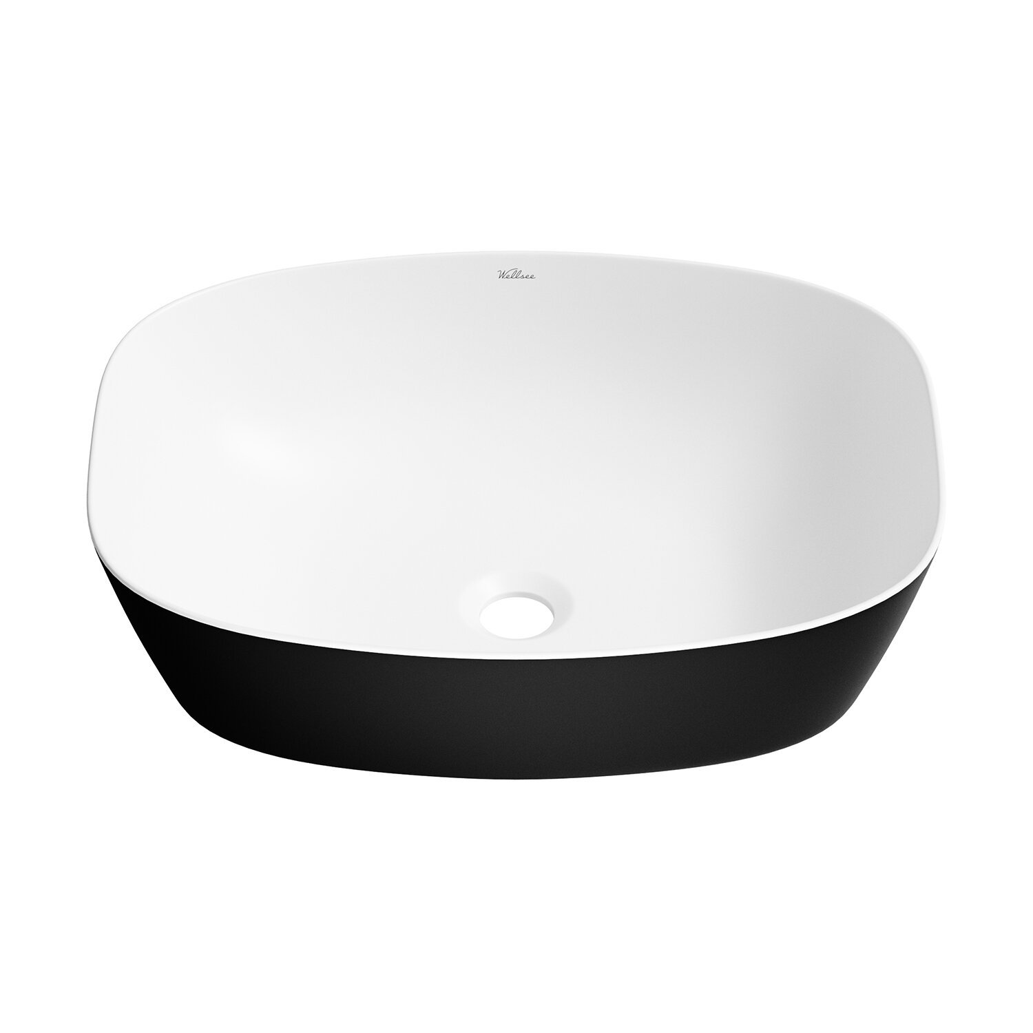 Накладная раковина в ванную комнату Wellsee Ground Breaking 337705000: прямоугольная раковина, ширина умывальника 50 см, цвет чаши матовый белый (стенки матовый черный)