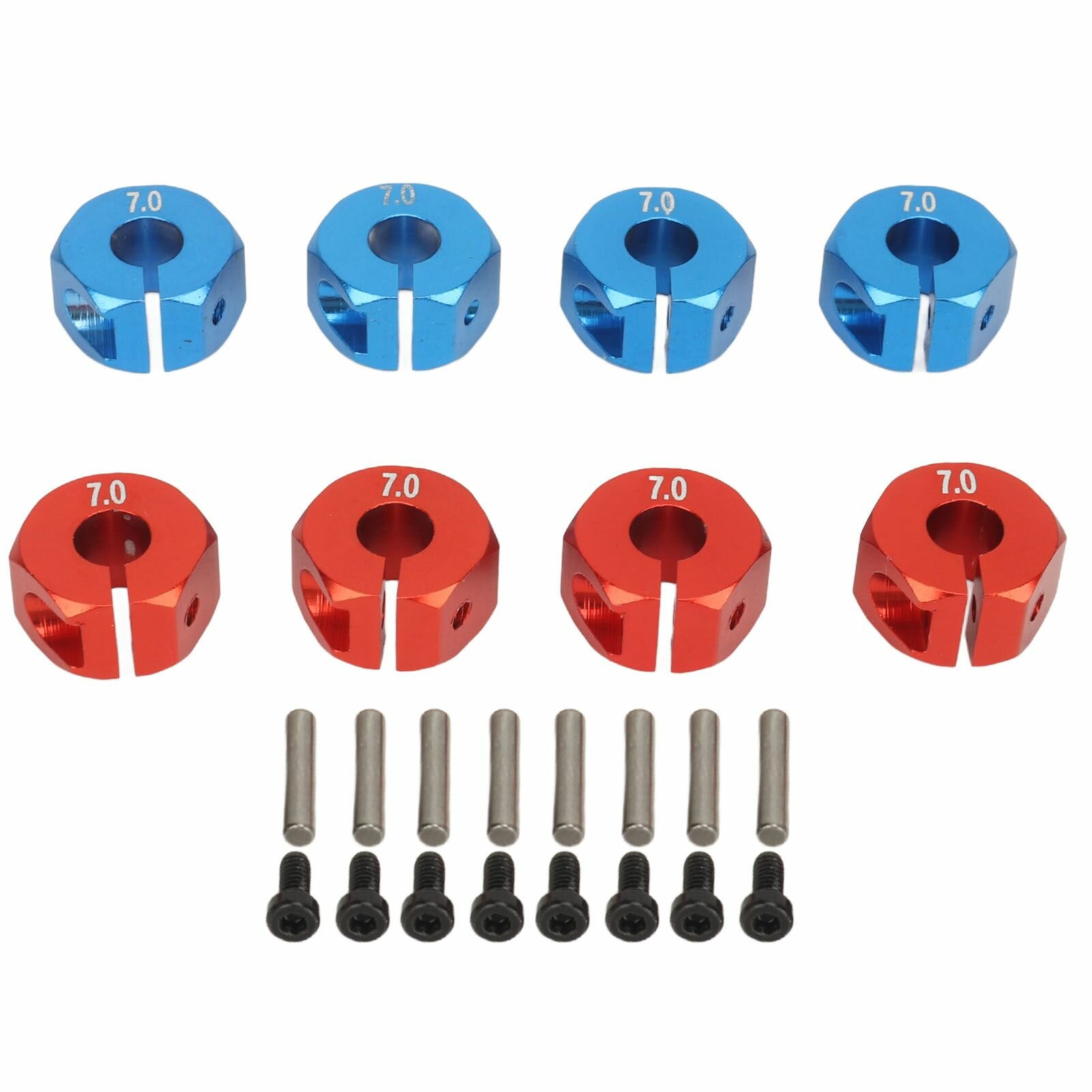 12 мм шестигранная головка ступицы адаптер со штифтом для 1/10 радиоуправляемой модели автомобиля красный синий 7 мм/0,28 дюйма алюминиевый сплав детали для модернизации 8 шт. набор