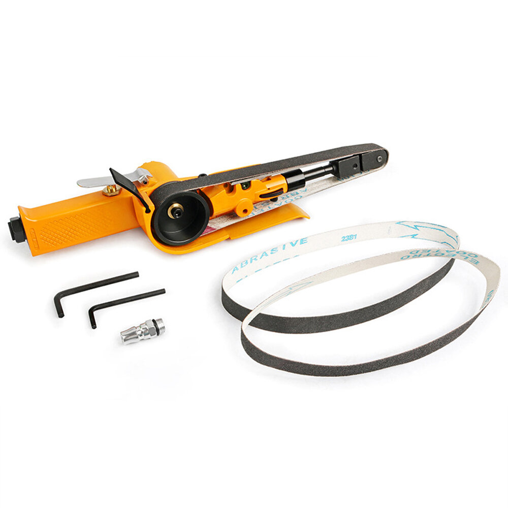 Пневматическая шлифовальная машина резинотапочковая для деривания обования полировки (Тип B) 20мм * 520мм, расход газа 150л/мин, скорость 16000об/мин, рабочее давление 6.3кг, резьба подвода 1/4дюйм, длина машины 350мм, комплект с 3 резинотапочками