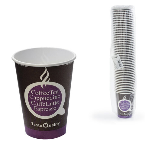 2 шт. Стакан одноразовый бумажный 300/430 мл, D 90 мм, комплект 50 шт, однослойные, Taste Quality, холодное/горячее, формация, HB90-430-0058-50