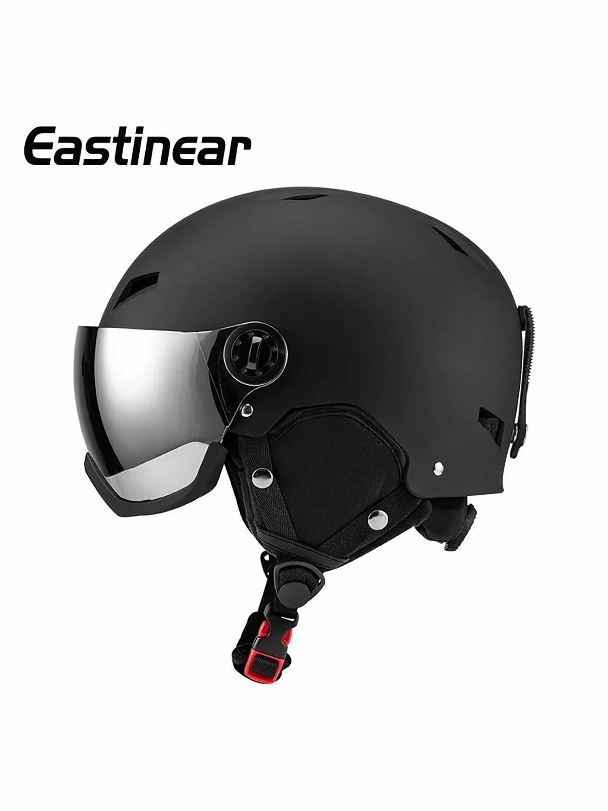 Горнолыжный защитный шлем с визором (комплект). Черный; S (48-54см).