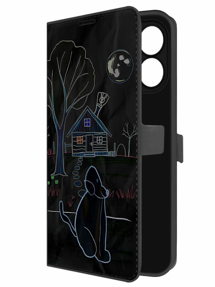 Чехол-книжка Krutoff Eco Book для INFINIX Smart 9 Ночной сторож (черный)