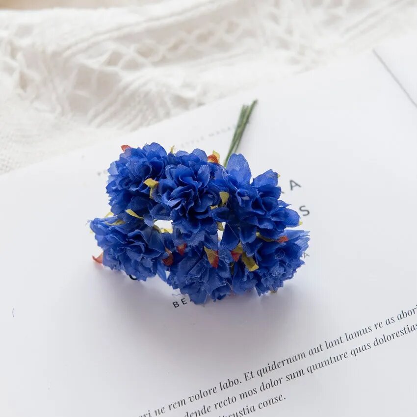 Искусственные цветы шелковые гвоздики dycrazy 18 шт Синий, 18, глубокий синий