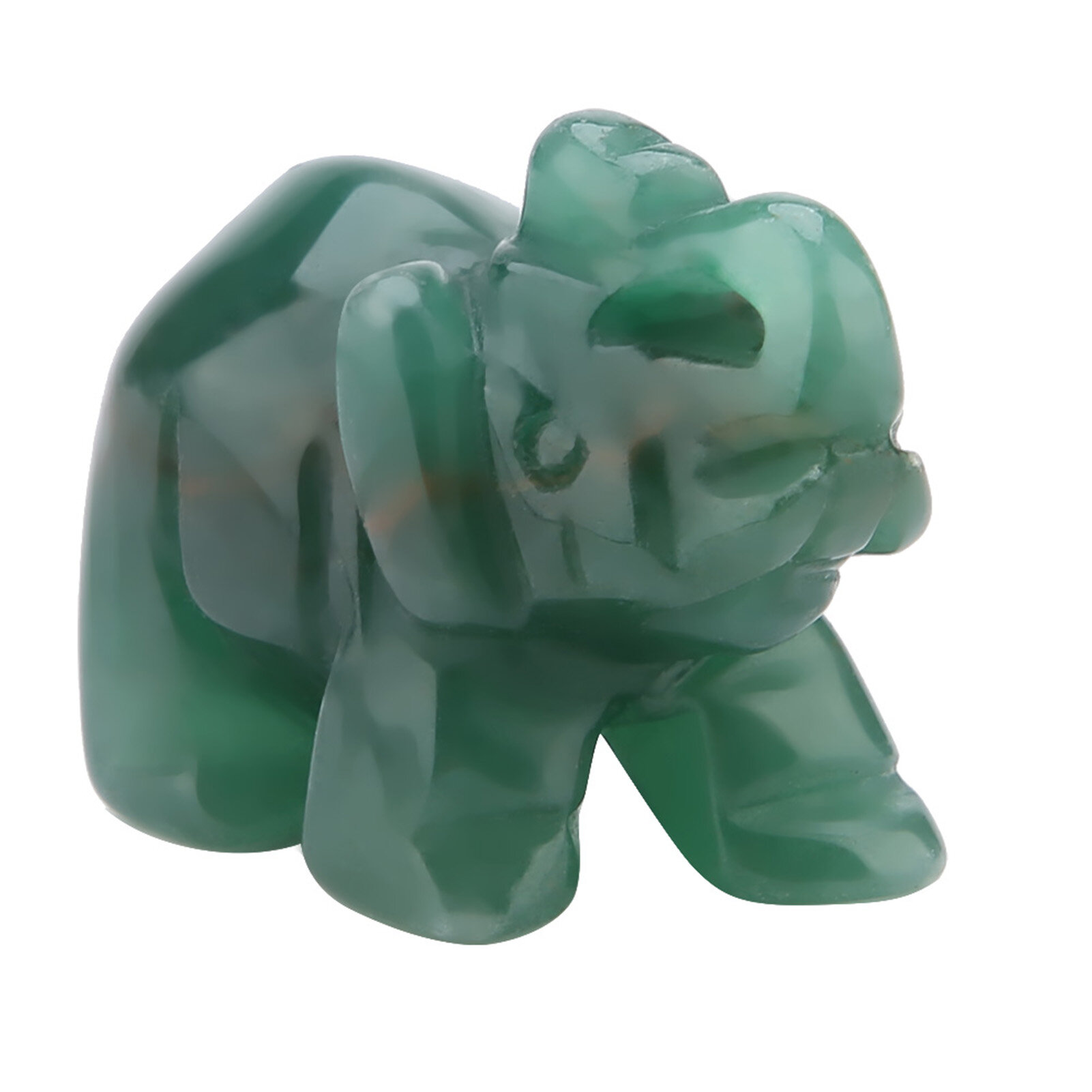 1.5inch Natural Stone Carved Elephant Crystal Figurine Home Decoration Furnishing Article (#07)