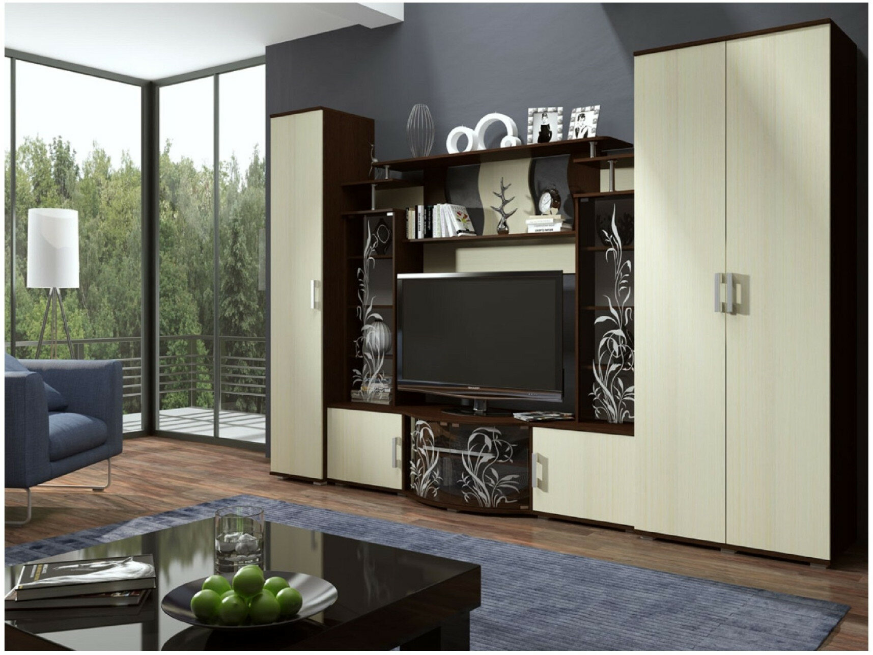 Модульная гостиная, в современном стиле, (Венге / дуб беленый)