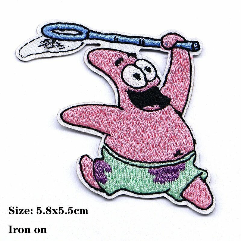 Заплатка Патрик из Спанч Боба, 5.8x5.5см, Iron on, Розовый, HM9216