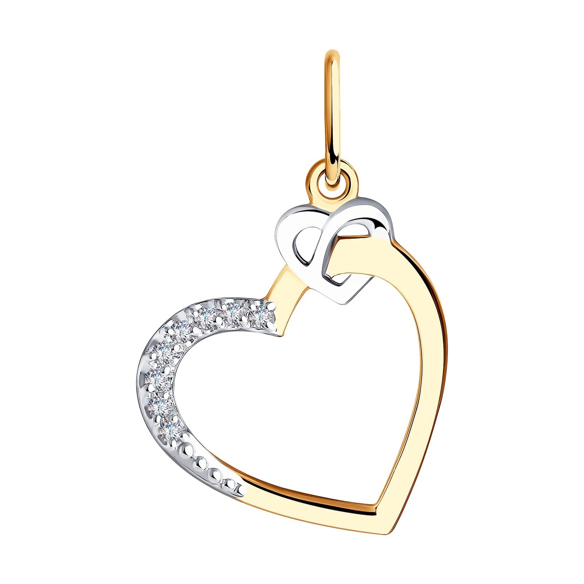 Подвеска Diamant online, красное золото, 585 проба, фианит