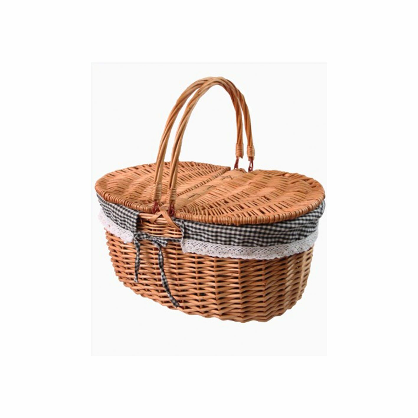 Плетеная корзина для пикника с удобной ручкой прочная и практичная для дома дачи и прогулок на природе