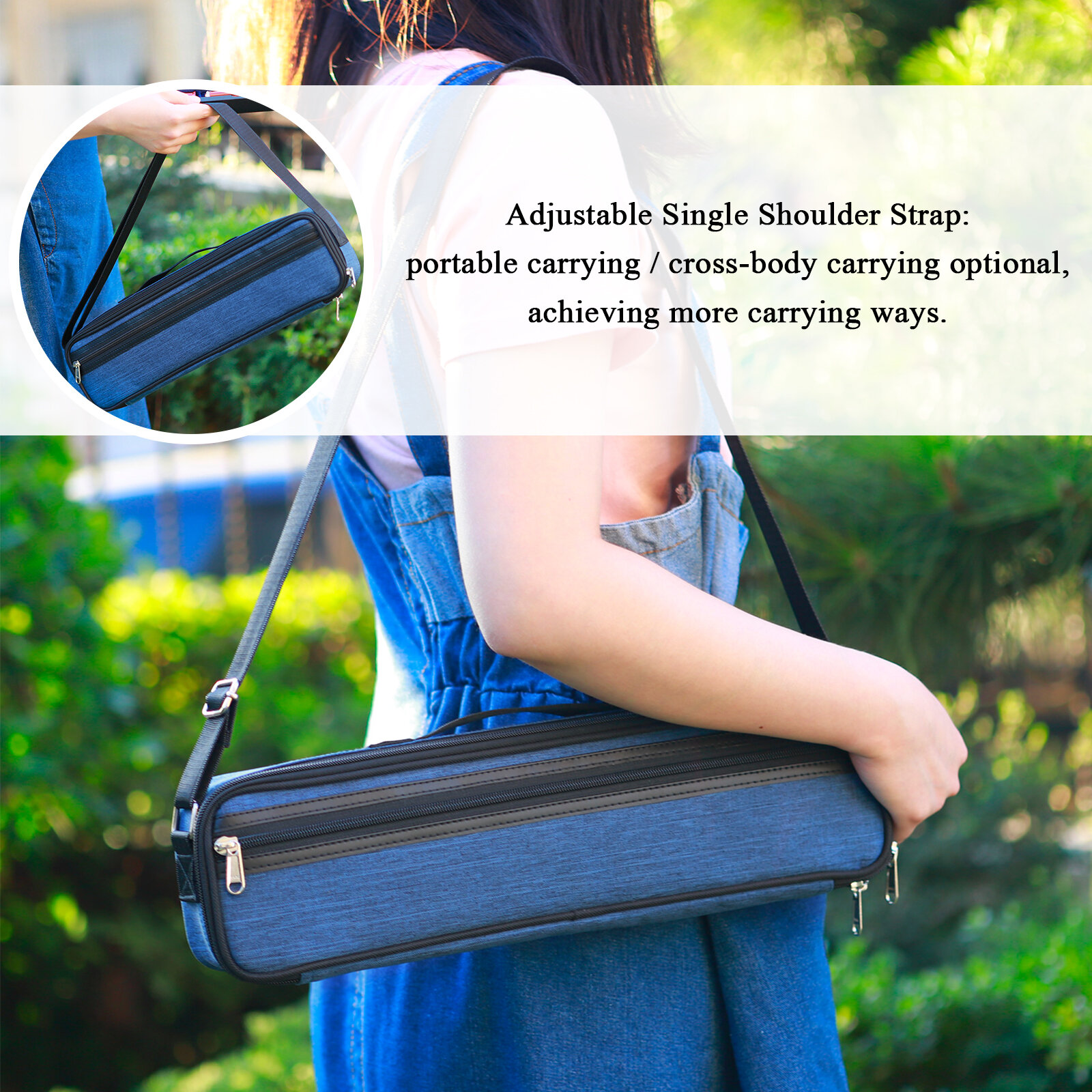 Набор чехлов для флейты с 16/17 отверстиями, портативный футляр для флейты, чехол для флейты с высококачественной кожаной обивкой из оксфордского хлопка, аксессуар для музыкальных инструментов