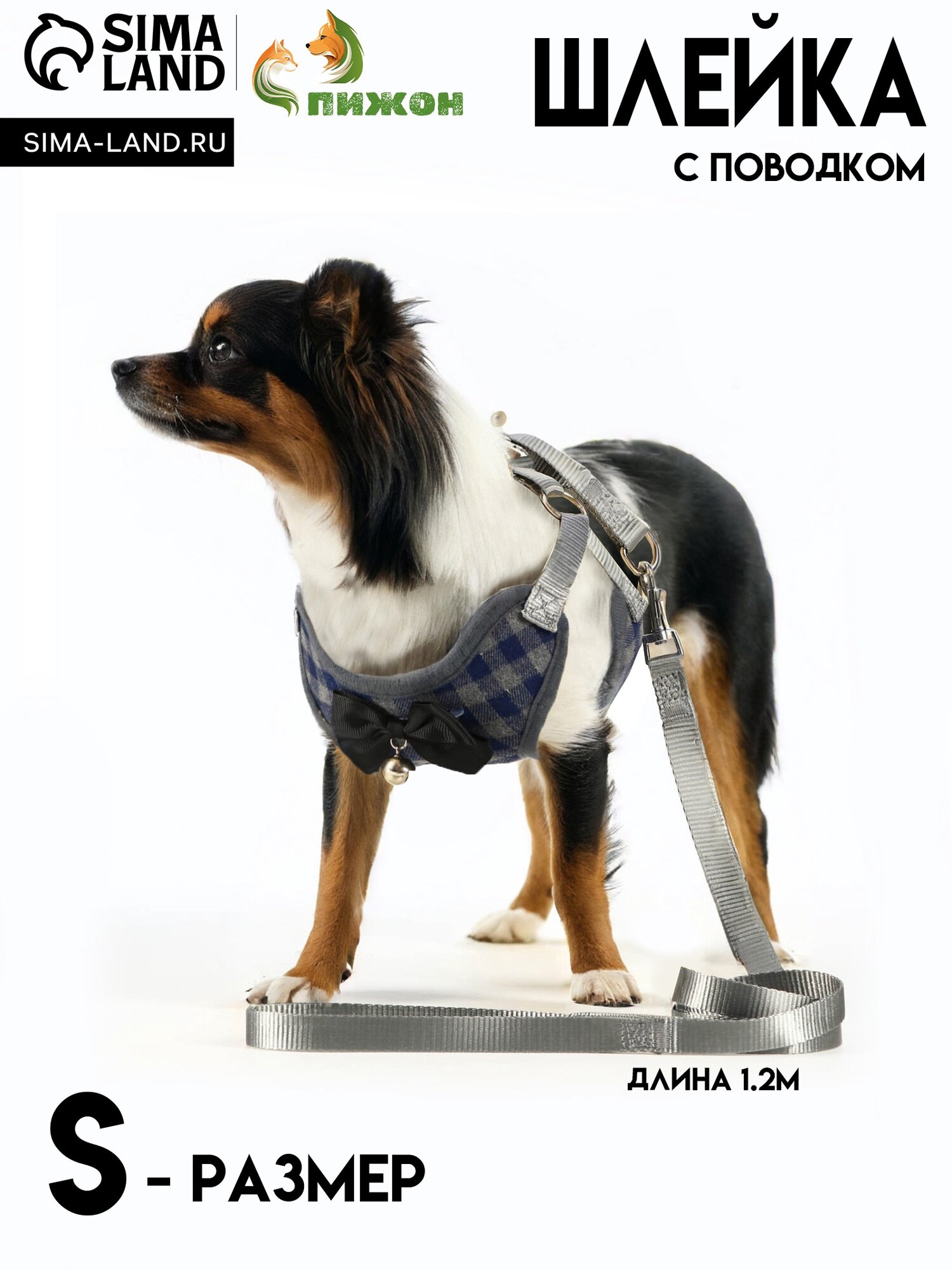 Комплект амуниции с мягкой шлейкой, S, поводок 120 х 1 см, ОШ 20-40 см, ОГ 30-44 см, серый