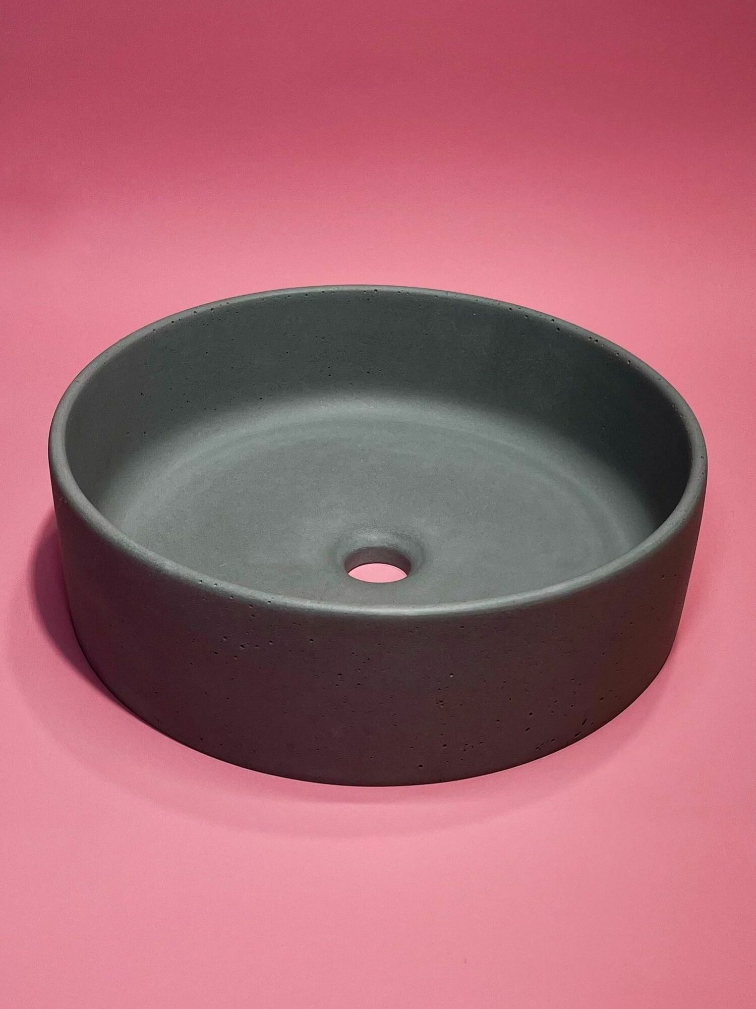 Раковина Nameshali, бетон, круглая, серая, накладная, 44x13.5 см