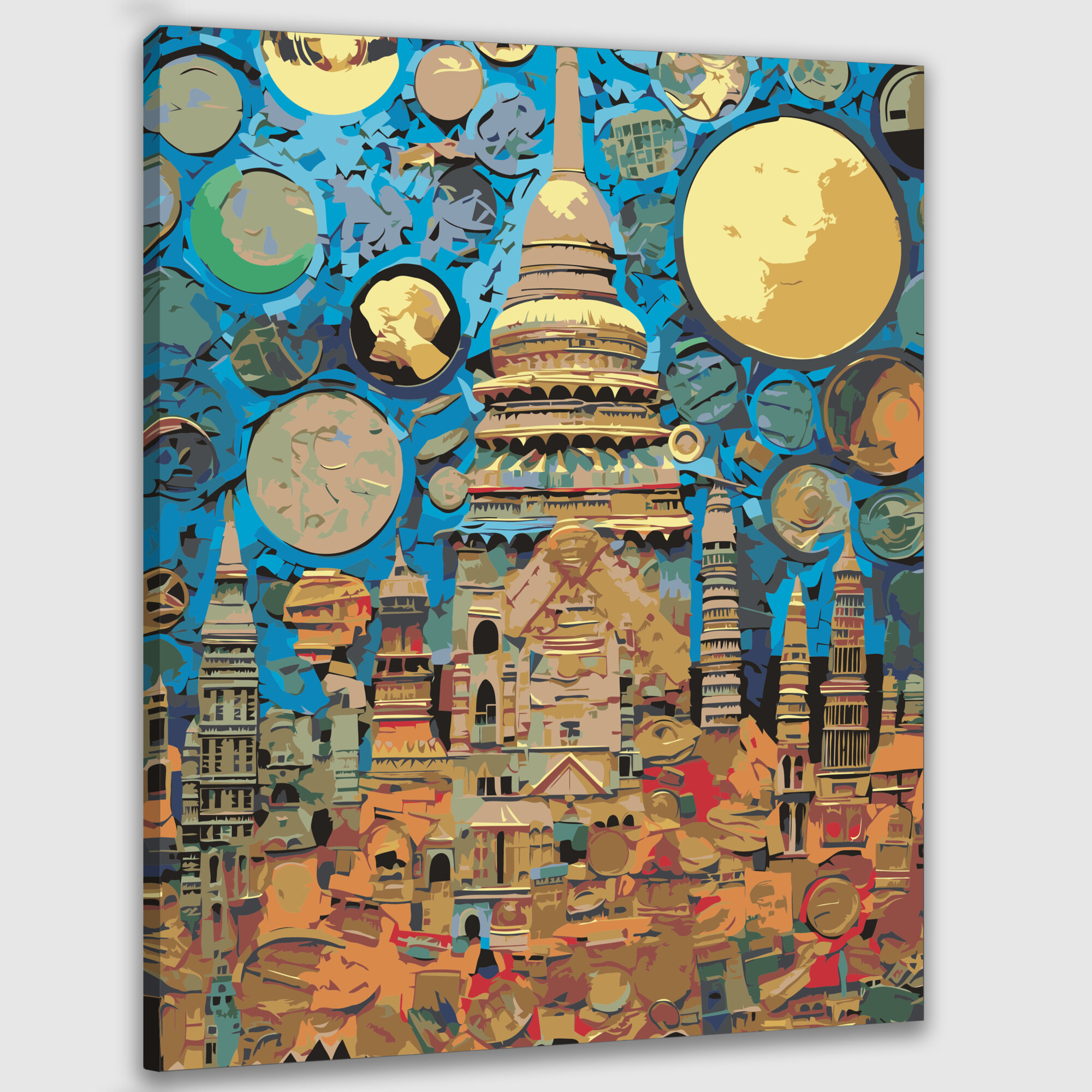 Картина по номерам 40x50 см, картина, коллаж, смешанная техника, вырезы, валюты, купюры, монеты, гобелен, яркие цвета