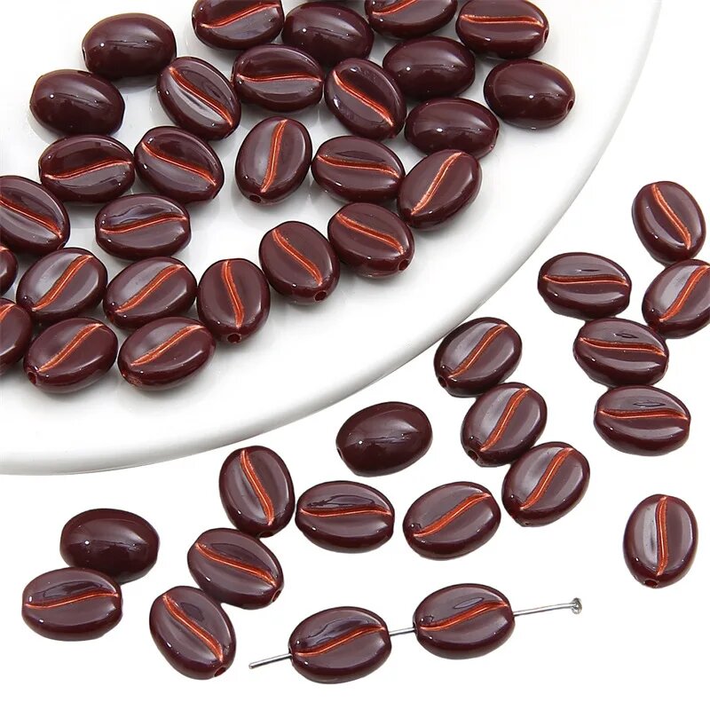 Бусины акриловые кофейные зерна, цвет H, 30шт