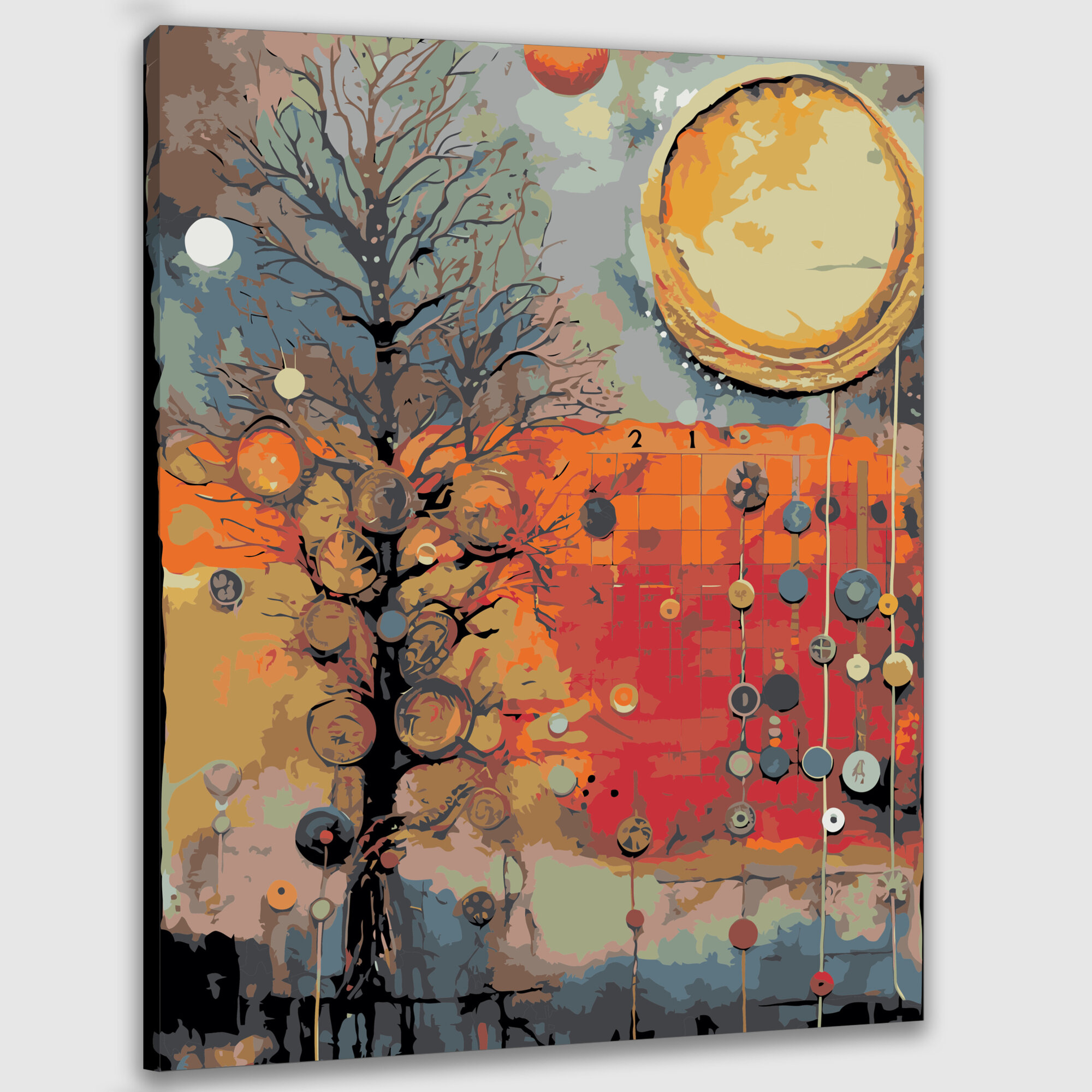 Картина по номерам 40x50 см, картина, смешанная техника, живопись, коллаж, вышивка, святочный календарь, многослойность