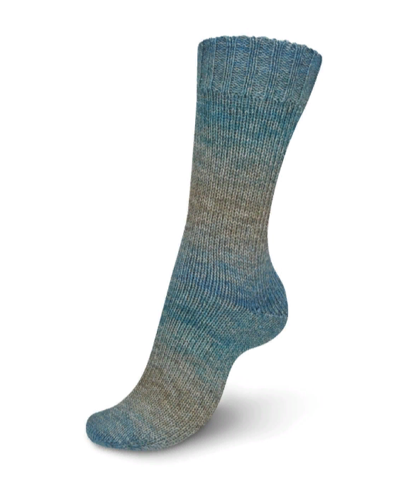 Merino Yak Color /Мерино Як Колор/ пряжа Regia Premium, 4 нитки, MEZ, 9801640 (08513, seaweed color (цвет морских водорослей), серый/синий)