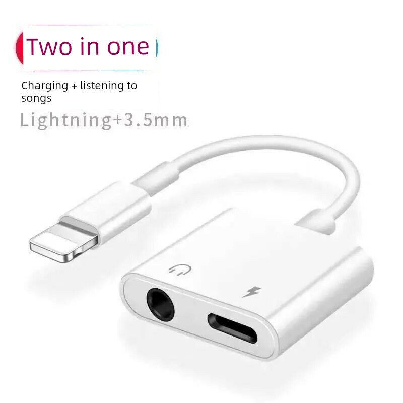 3.5mm адаптер с плоским круглым штекером iPhone для Lightning - Поддерживает музыку, зарядку, звонки, дистанционное