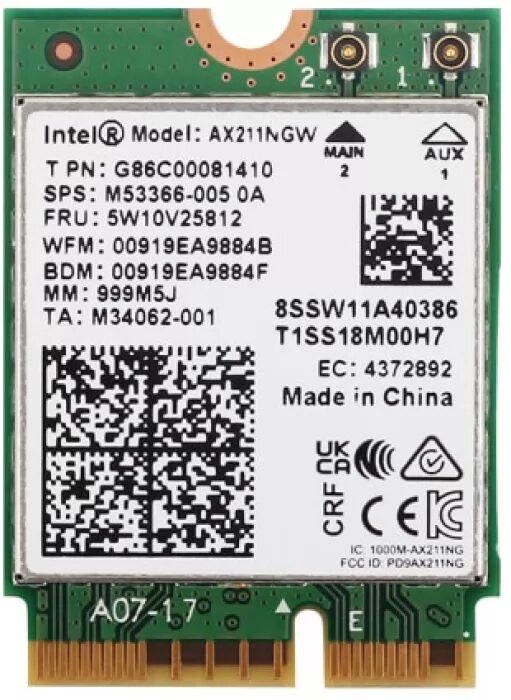 Сетевая карта Intel AX211. NGWG. NV, PCI-E, 2.4 Гбит/с