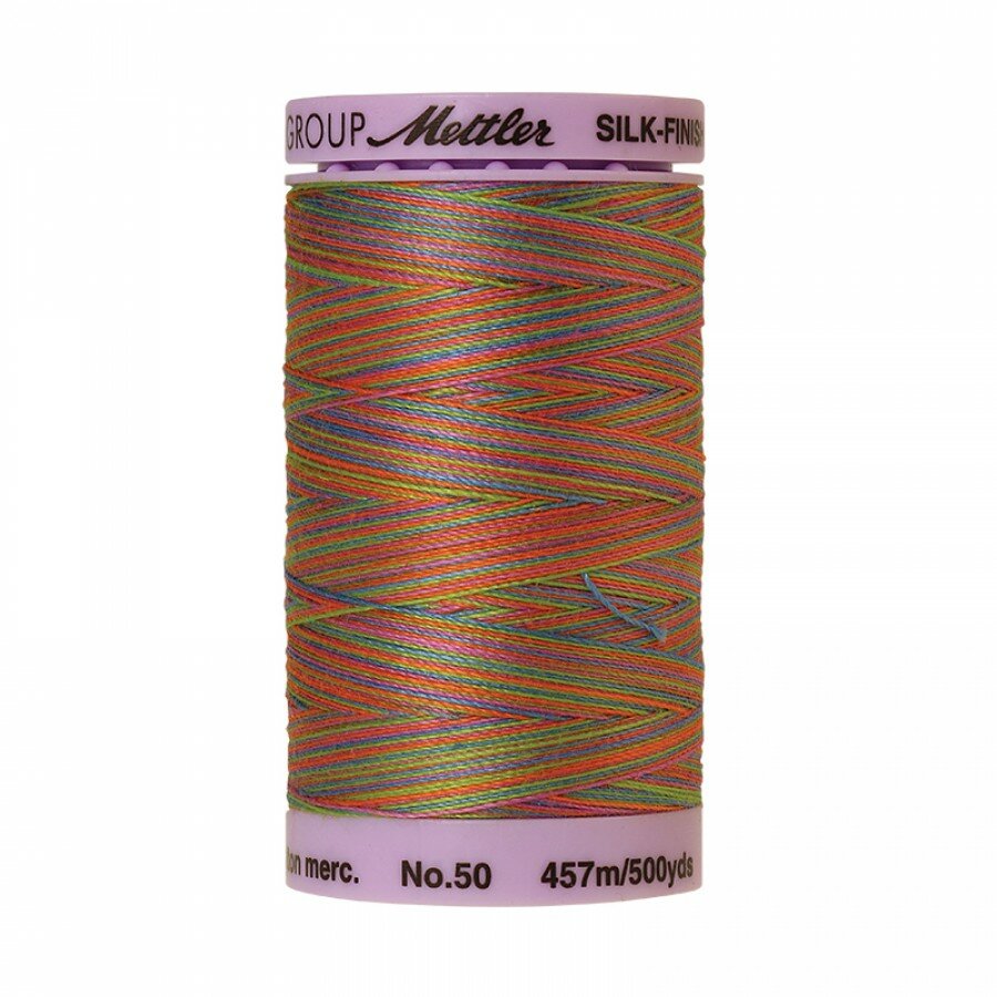 Нить для машинного квилтинга SILK-FINISH MULTI COTTON 50, 457 м 9842 Preppy Brights