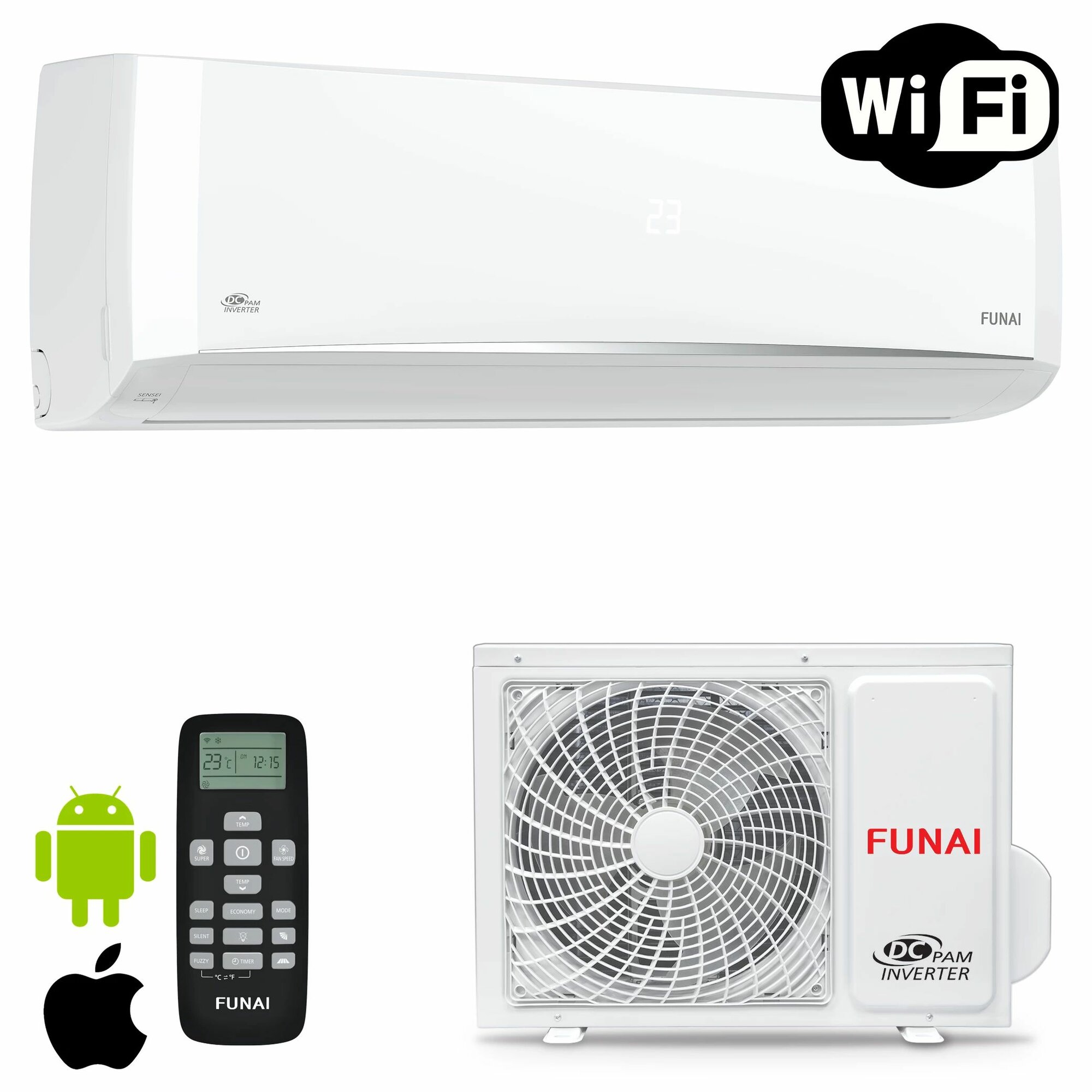 Кондиционер Funai Sensei DC Inverter New 2023 RAC-I-SN55HP. D04/S/RAC-I-SN55HP. D04/U белый