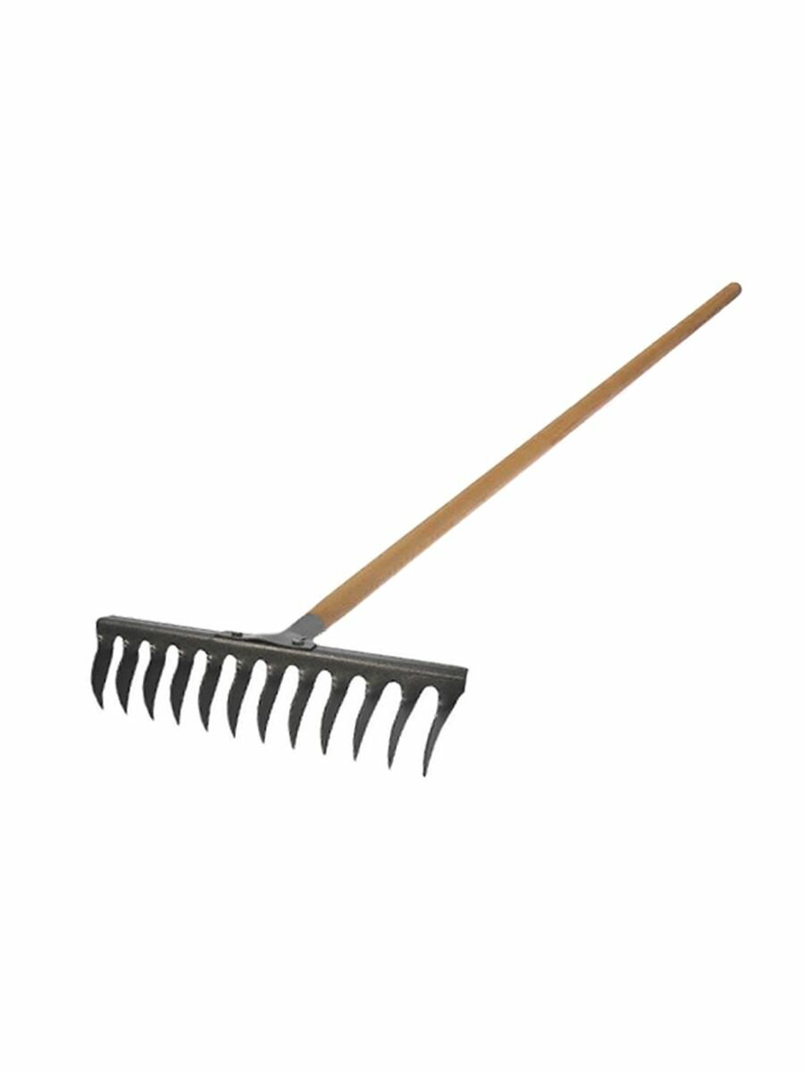 Грабли садовые с черенком 'Урожайная сотка', 12-зубые витые, рельсовая сталь